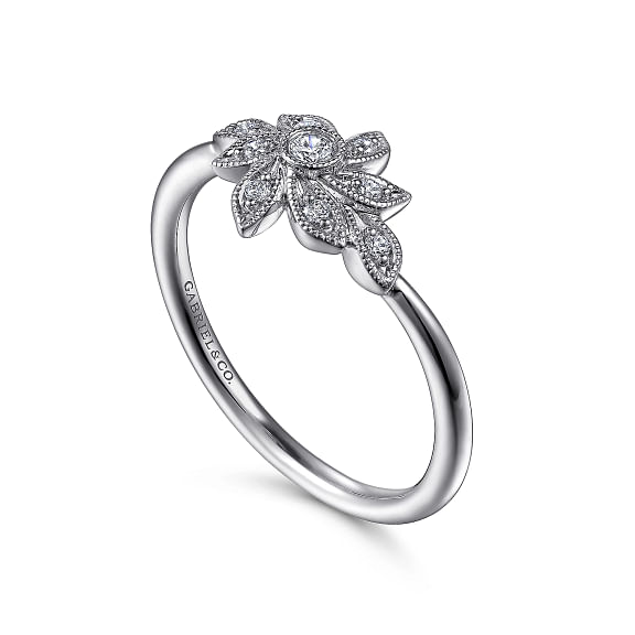 14K White Gold Floral Diamond Ring – Garrick Jewelers PA
